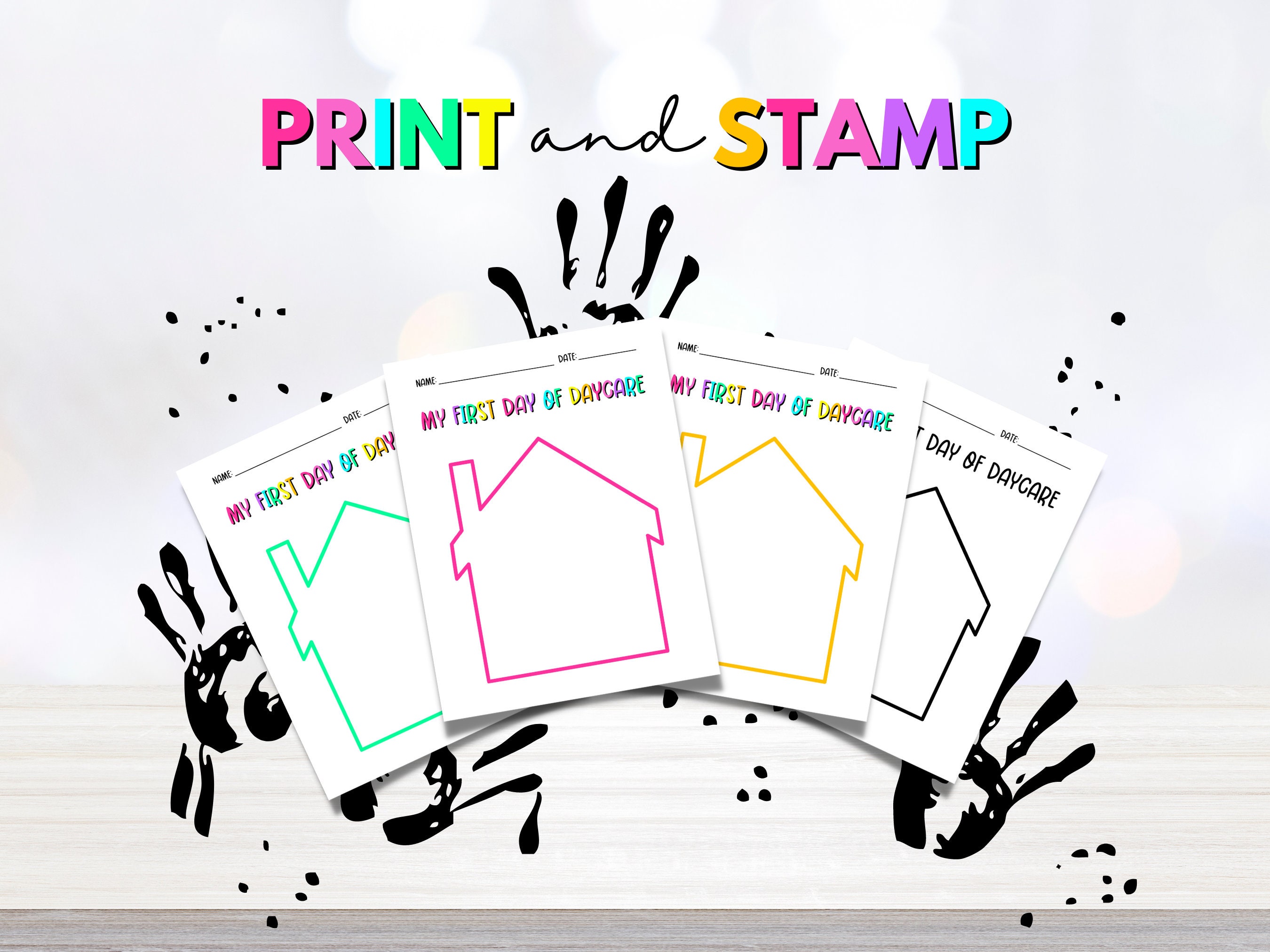 First Day Handprint Art for Daycares Daycare Hand Print Printable for ...