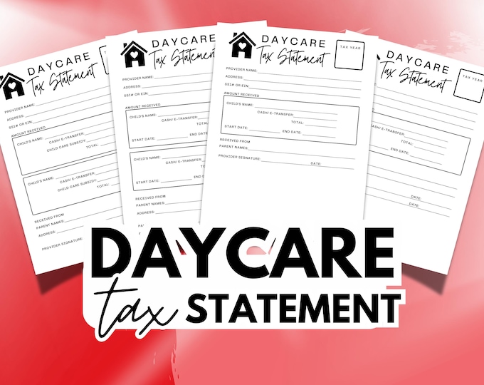 Childcare Receipts | Childcare Tax Receipts | Childcare Tax Statement ...
