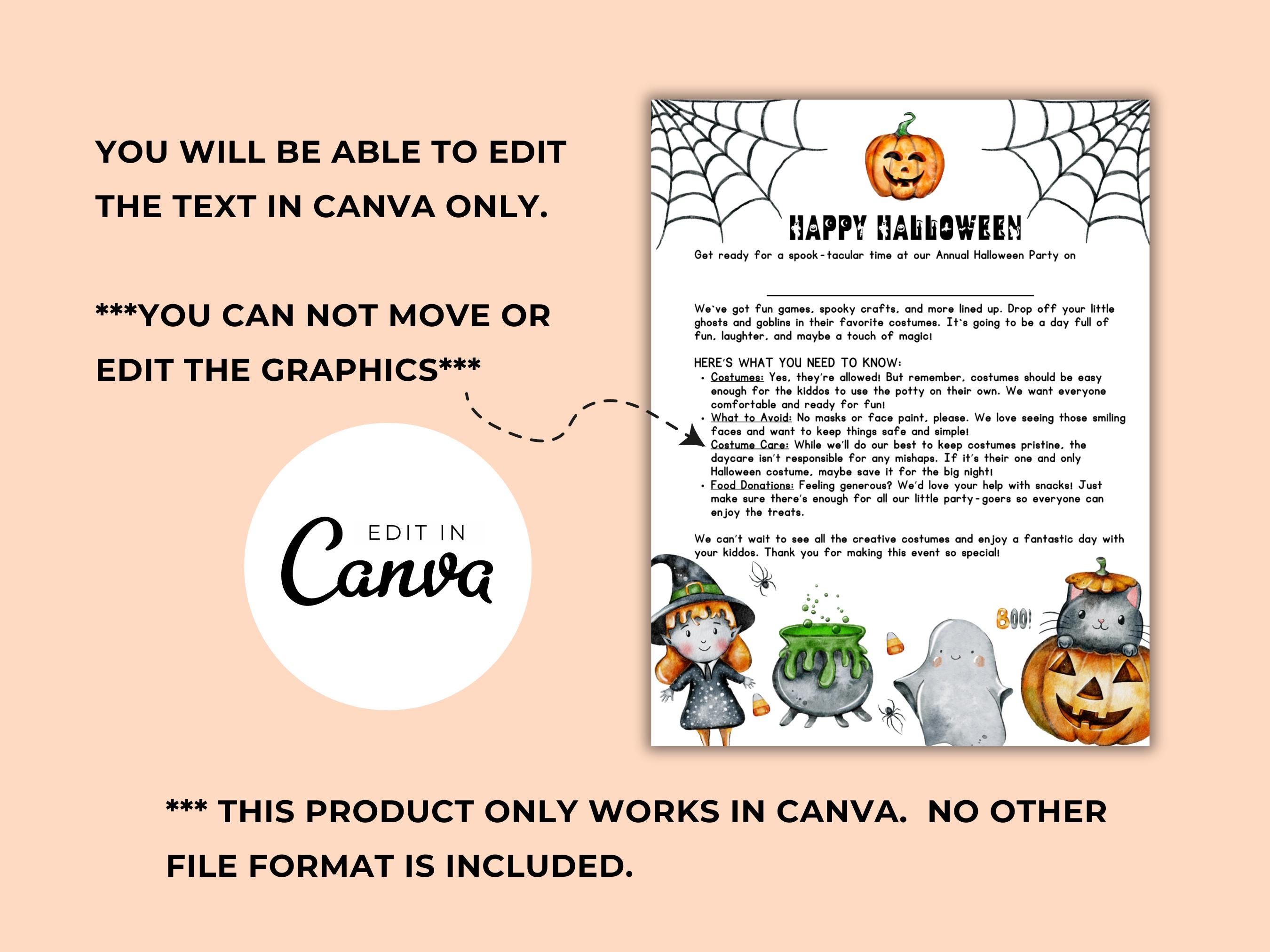 Daycare Halloween Party Notice Template for Home Daycare & Childcare ...