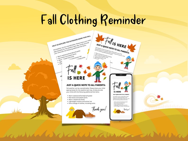 Seasonal Clothing Reminder for Daycares | Change of Clothes Slip ...