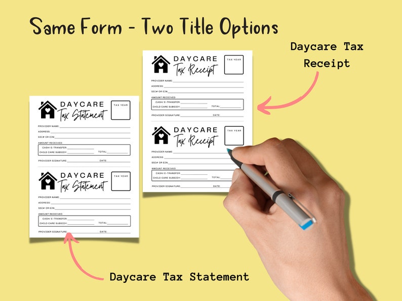Daycare Tax Form | Daycare Tax Receipt | Daycare Tax Statement ...