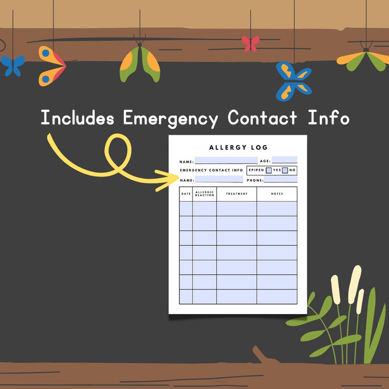 Childcare Allergy Log | Daycare Allergy Plan Form | Child Allergy Form ...