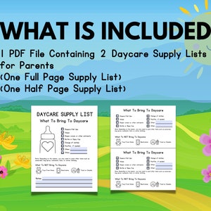 Daycare Supply List Printable: Parent Handout - Etsy