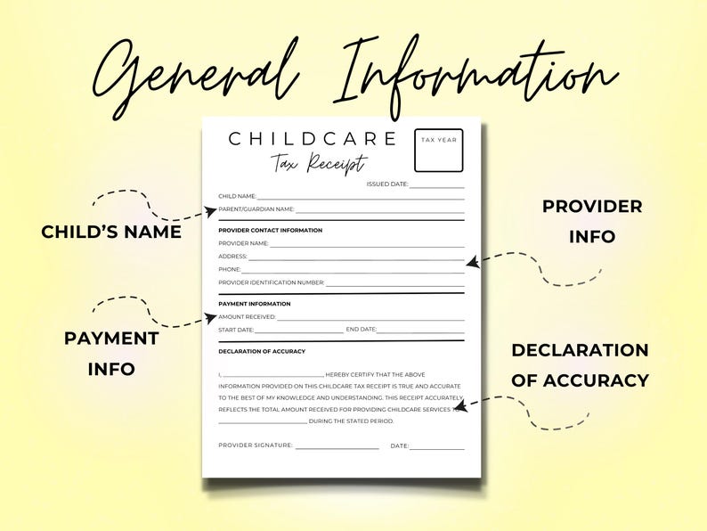 Childcare Tax Form Editable Tax Receipt Template for Home Daycare ...