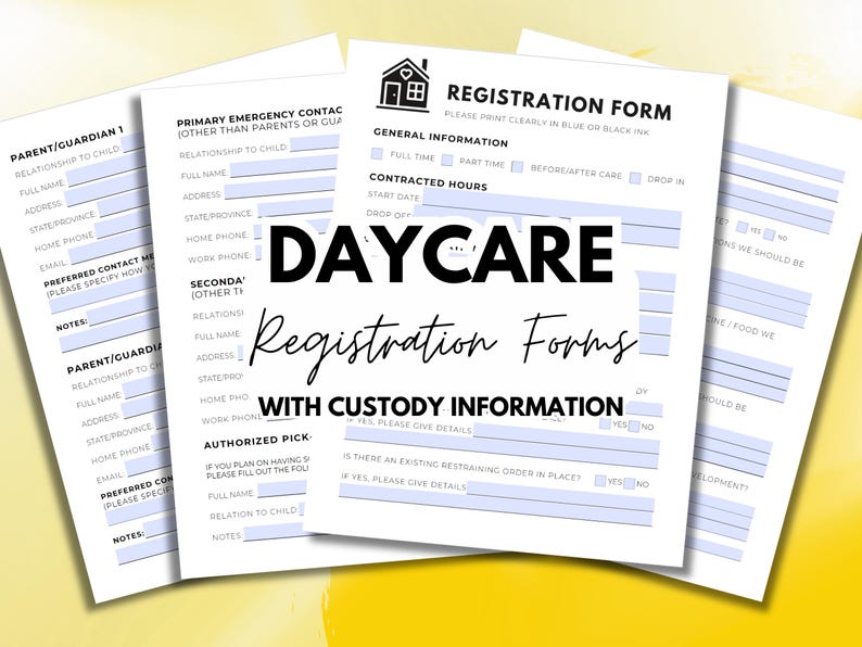 Daycare Registration Form Template With Custody Information ...