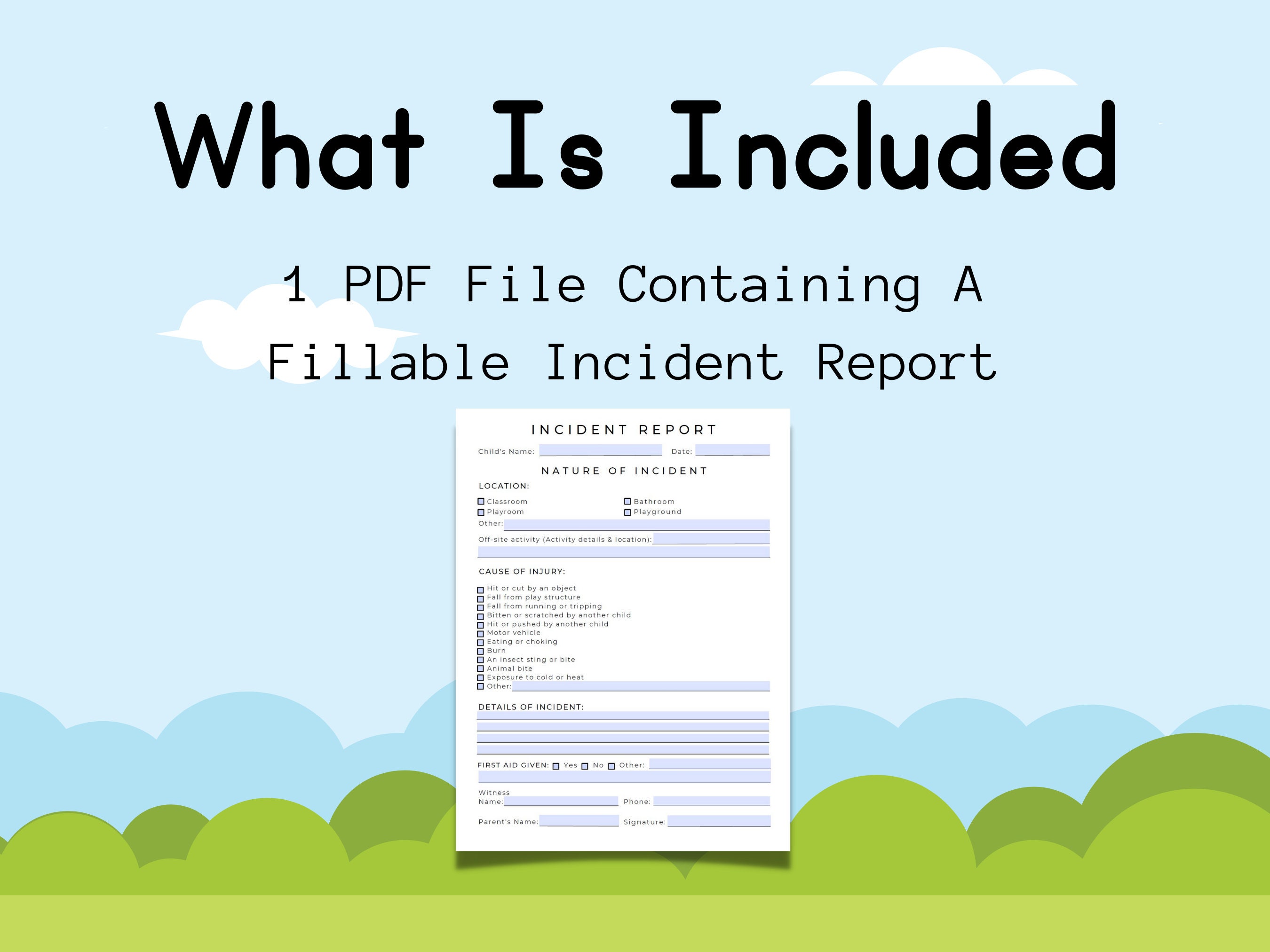 Daycare Incident Report Form for Home Daycare & Childcare Centers - Etsy