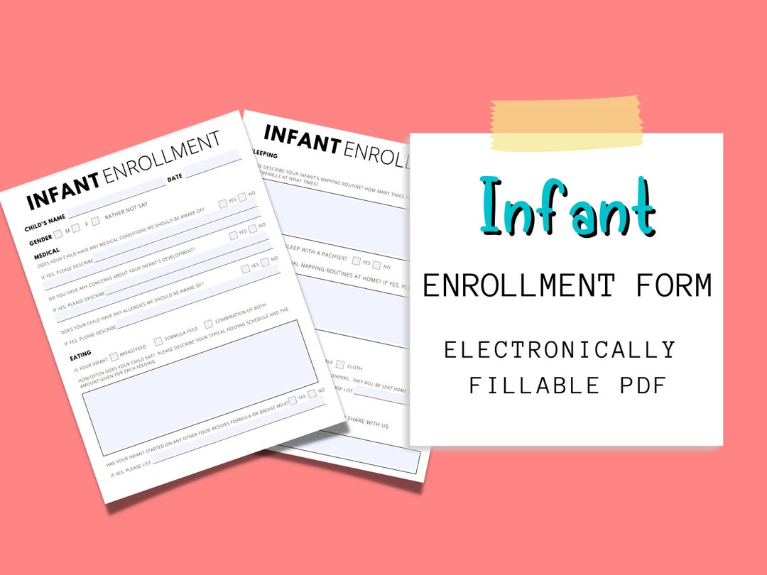Infant Enrollment Intake Form | Daycare Enrollment Form for Infants ...