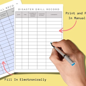 Daycare Disaster Drill Record: Fillable Emergency Log - Etsy