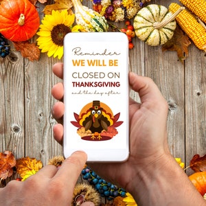 Closed for Thanksgiving Sign: Holiday Reminder (PDF) - Etsy