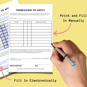 Permission to Apply Form for Daycares | Medication Permission Form for ...