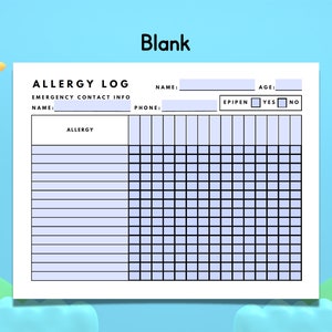 Daycare Allergy Log | Daycare Allergy Form | Childcare Allergy Plan ...