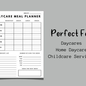 Daycare Meal Planner | Daycare Menu Planner | Weekly Meal Planner ...