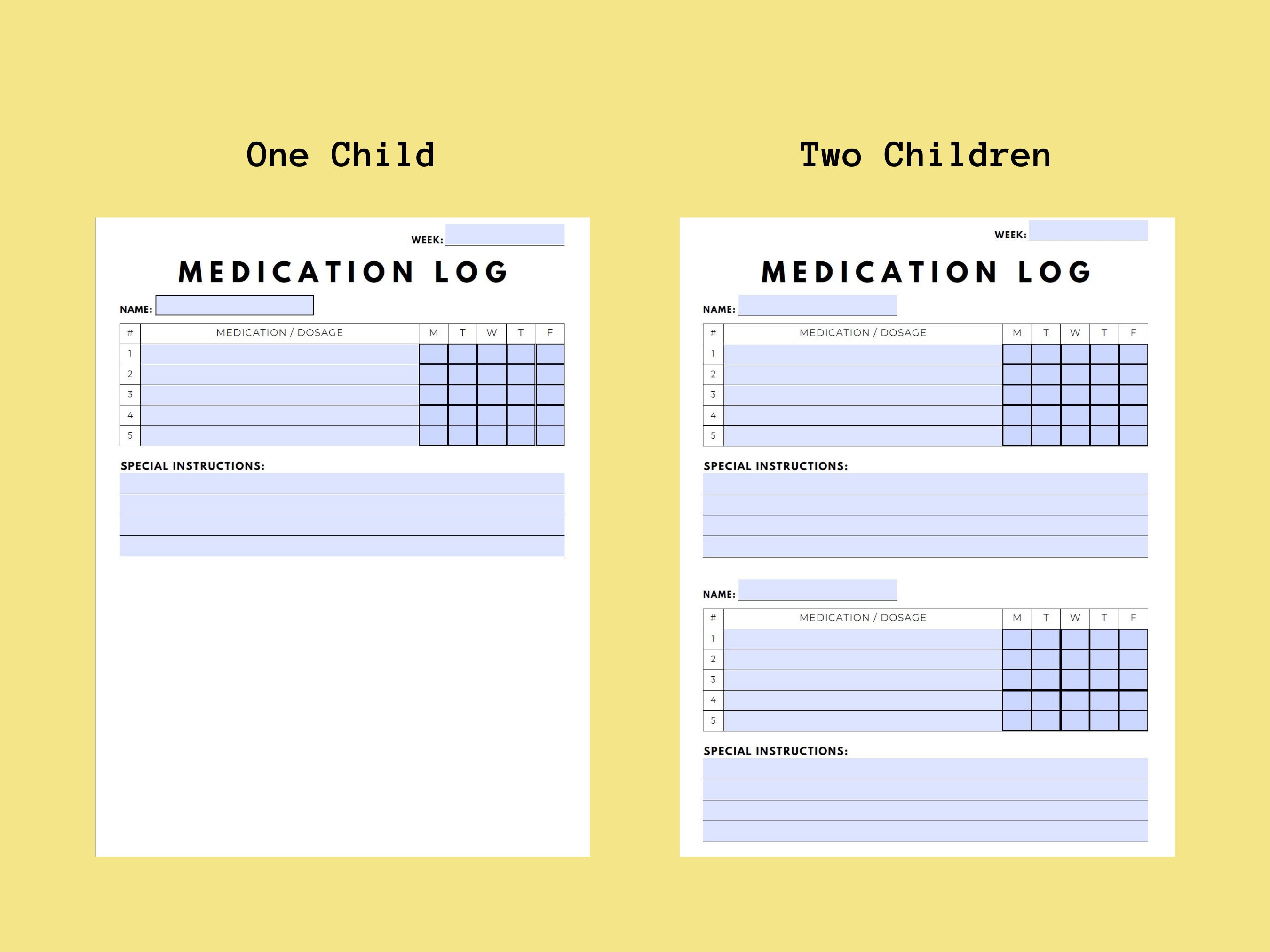 Daycare Medication Log | Medication Log Sheet | Medication Tracker ...