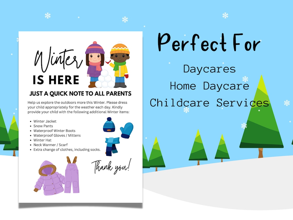 Daycare Winter Clothing Reminder Notice: Parent Handout - Etsy