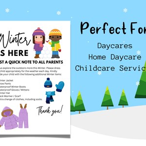 Daycare Winter Clothing Reminder Notice: Parent Handout - Etsy