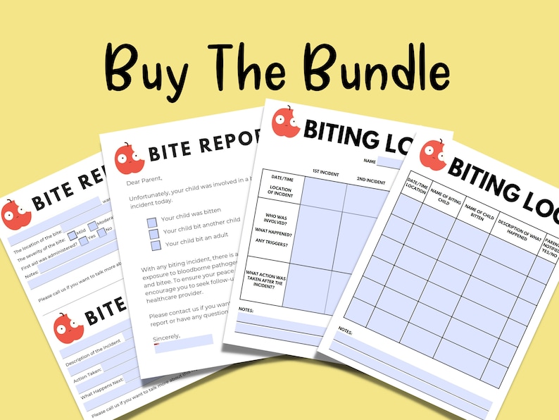 Daycare Bite Log for Daycares | Daycare Biting Log | Injury Log ...