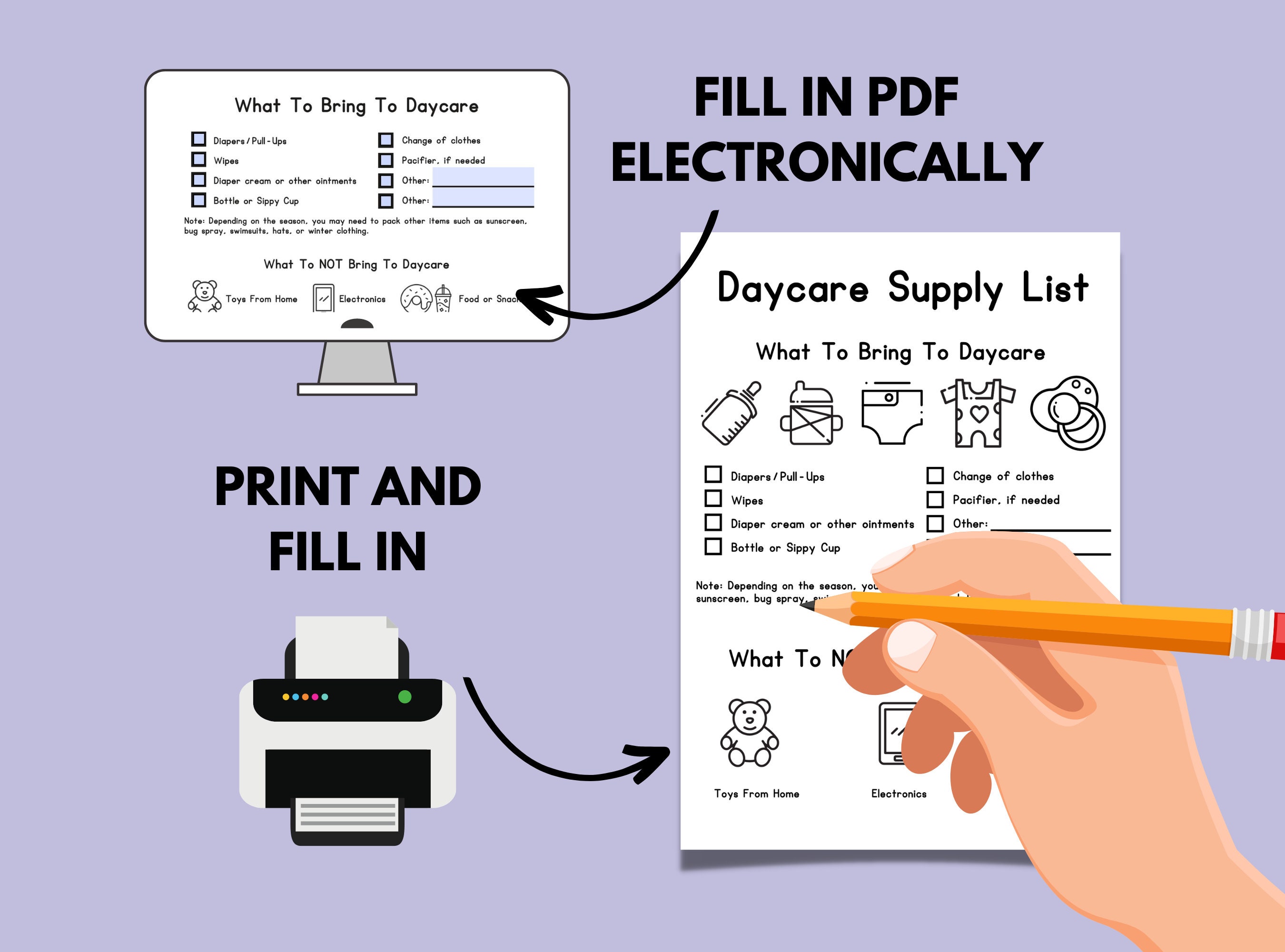 Daycare Supply List Printable: Parent Handout - Etsy