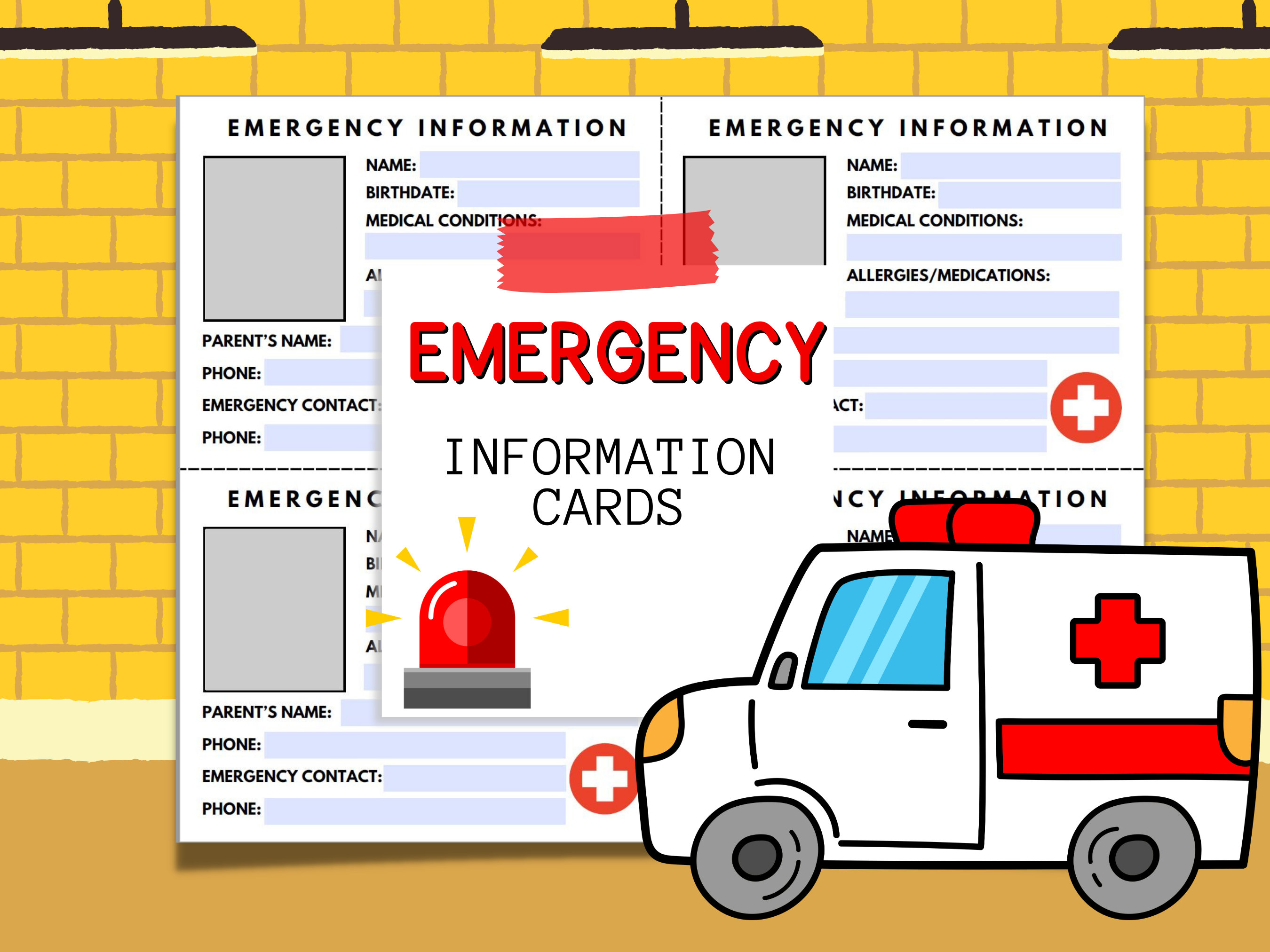 Emergency Information Cards for Daycare Childcare Emergency Contact ... Emergency Information Cards for Daycare Childcare Emergency Contact ...