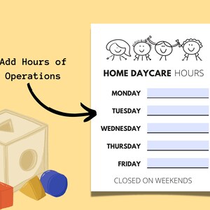 Home Daycare Business Hours Sign | Home Daycare Hours of Operations ...