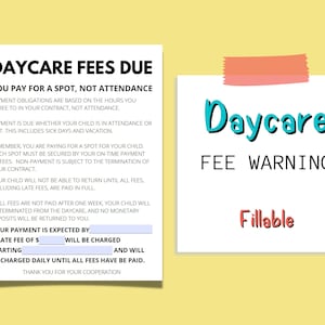 Daycare Fee Due Warning Daycare Fee Reminder Daycare Fees Due Daycare ...