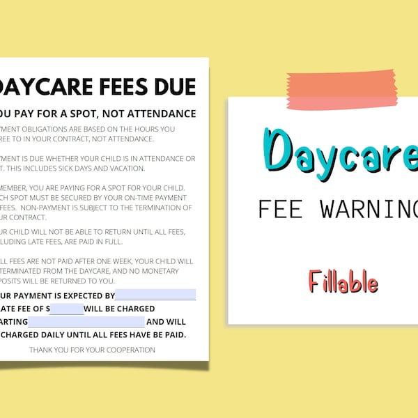 Daycare Reminder Template - Etsy