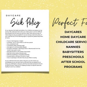Daycare Sick Policy | Childcare Illness Policy | Sick Child Policy ...