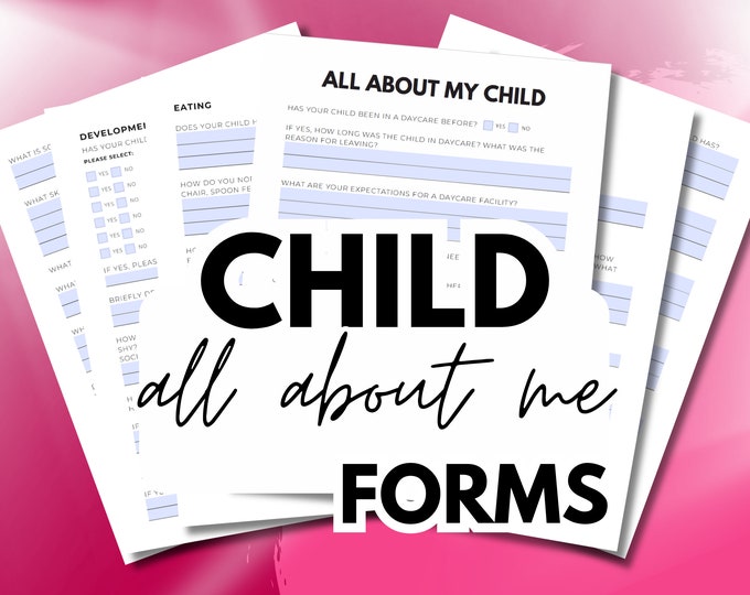 All About Me Daycare Questionnaire: Fully Editable Child Care Form PDF ...