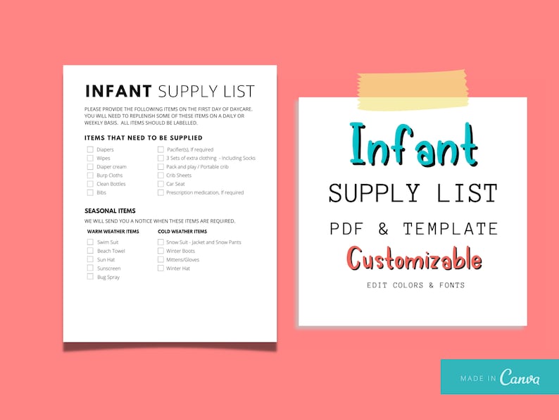 Infant Supply List for Daycares | Infant Supply List for Home Daycares ...