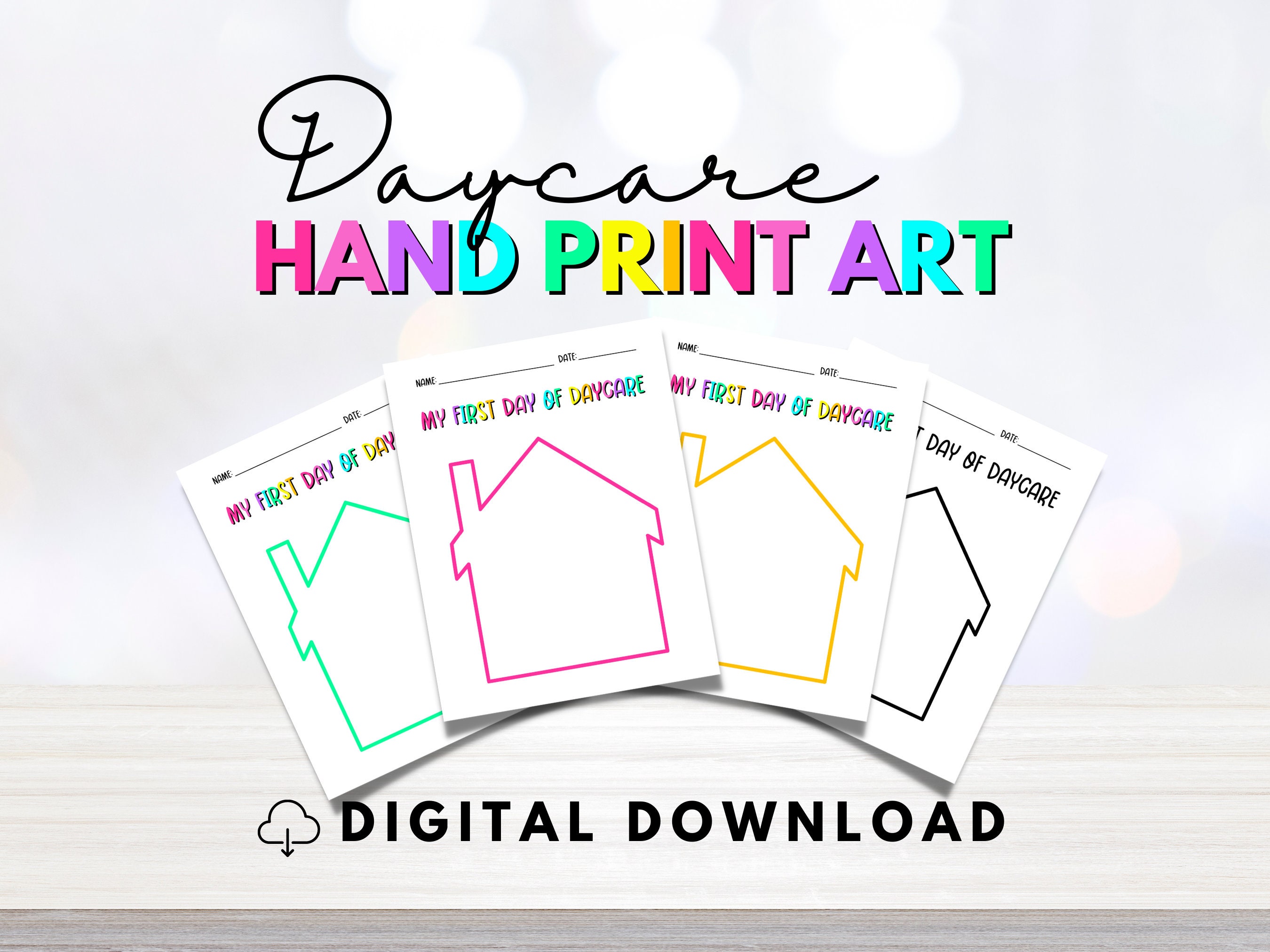 First Day Handprint Art for Daycares Daycare Hand Print Printable for ...