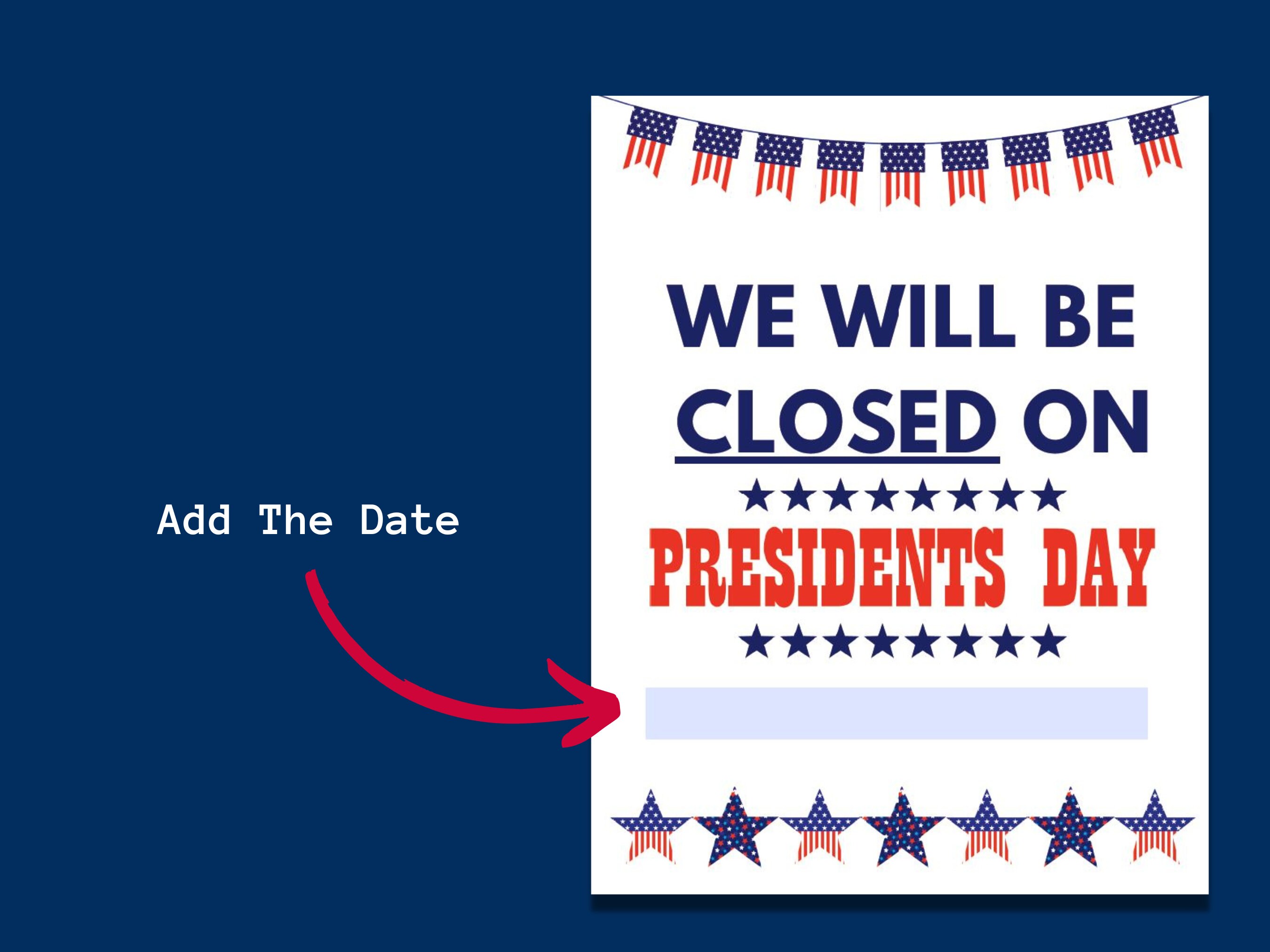 Presidents Day Closed Sign: Printable Business Hours - Etsy