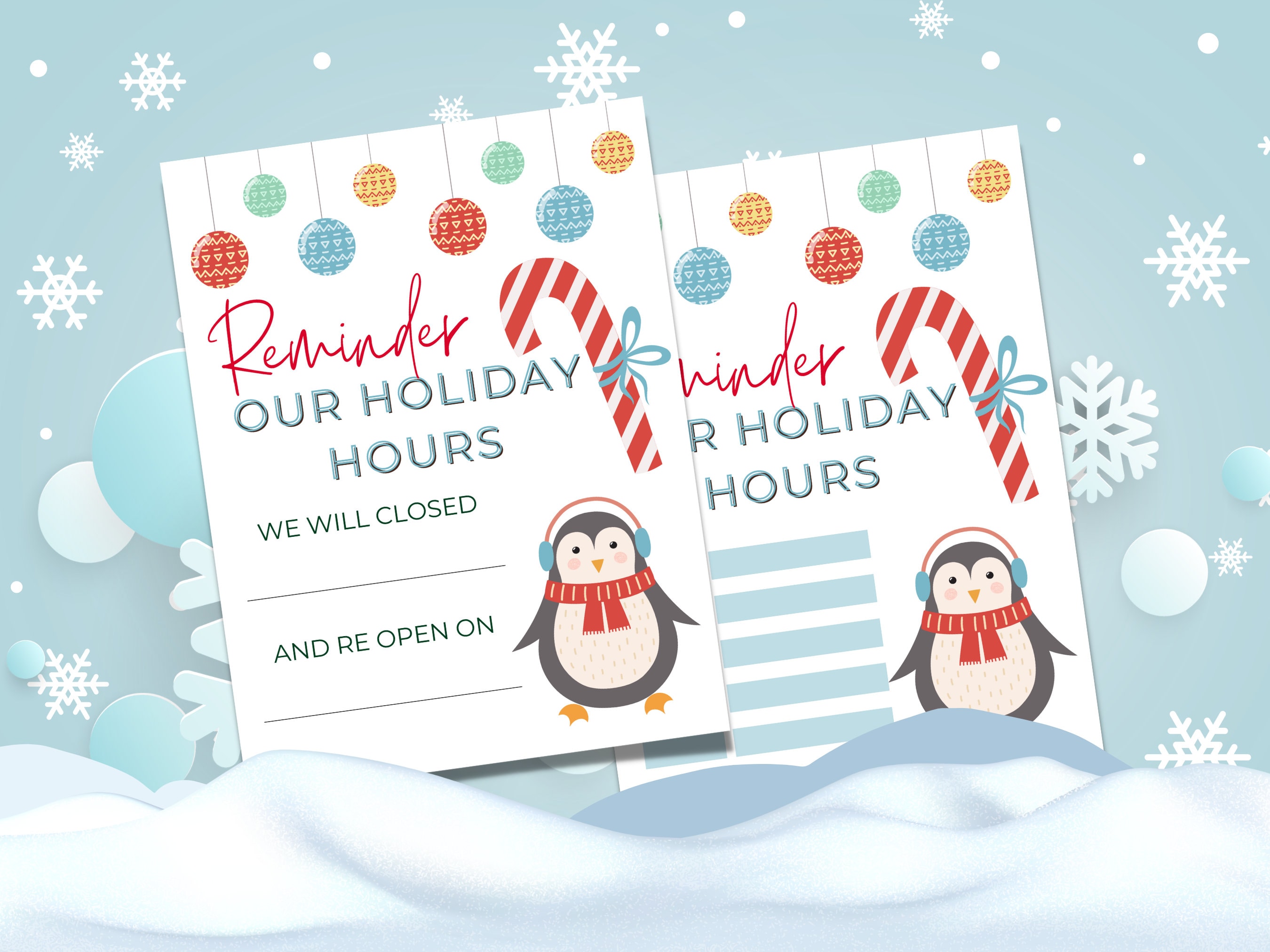 Holiday Hours Sign | Closed for the Holidays Sign | Christmas Hours ...