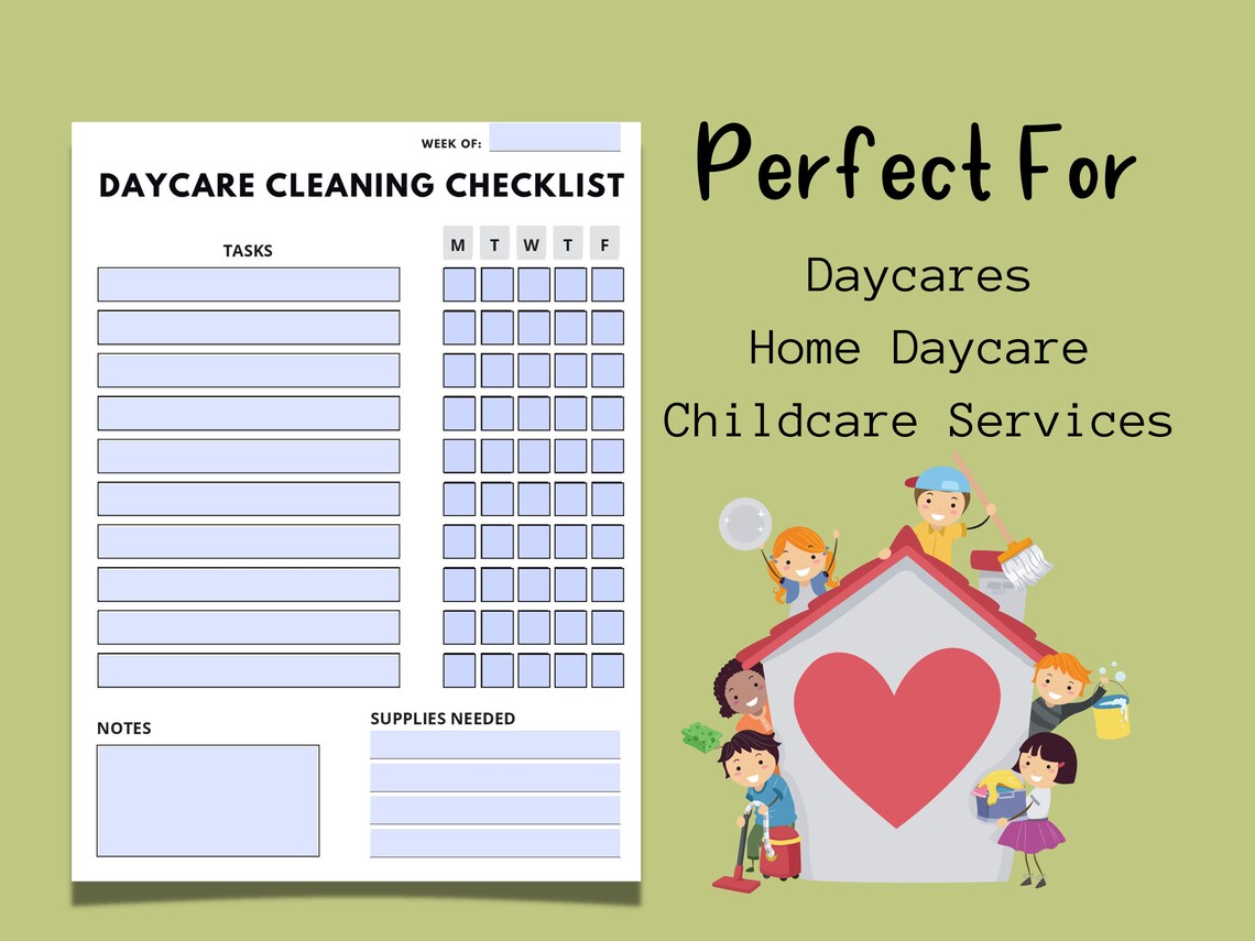Daycare Weekly Cleaning Checklist Daycare Cleaning Schedule Daycare ...