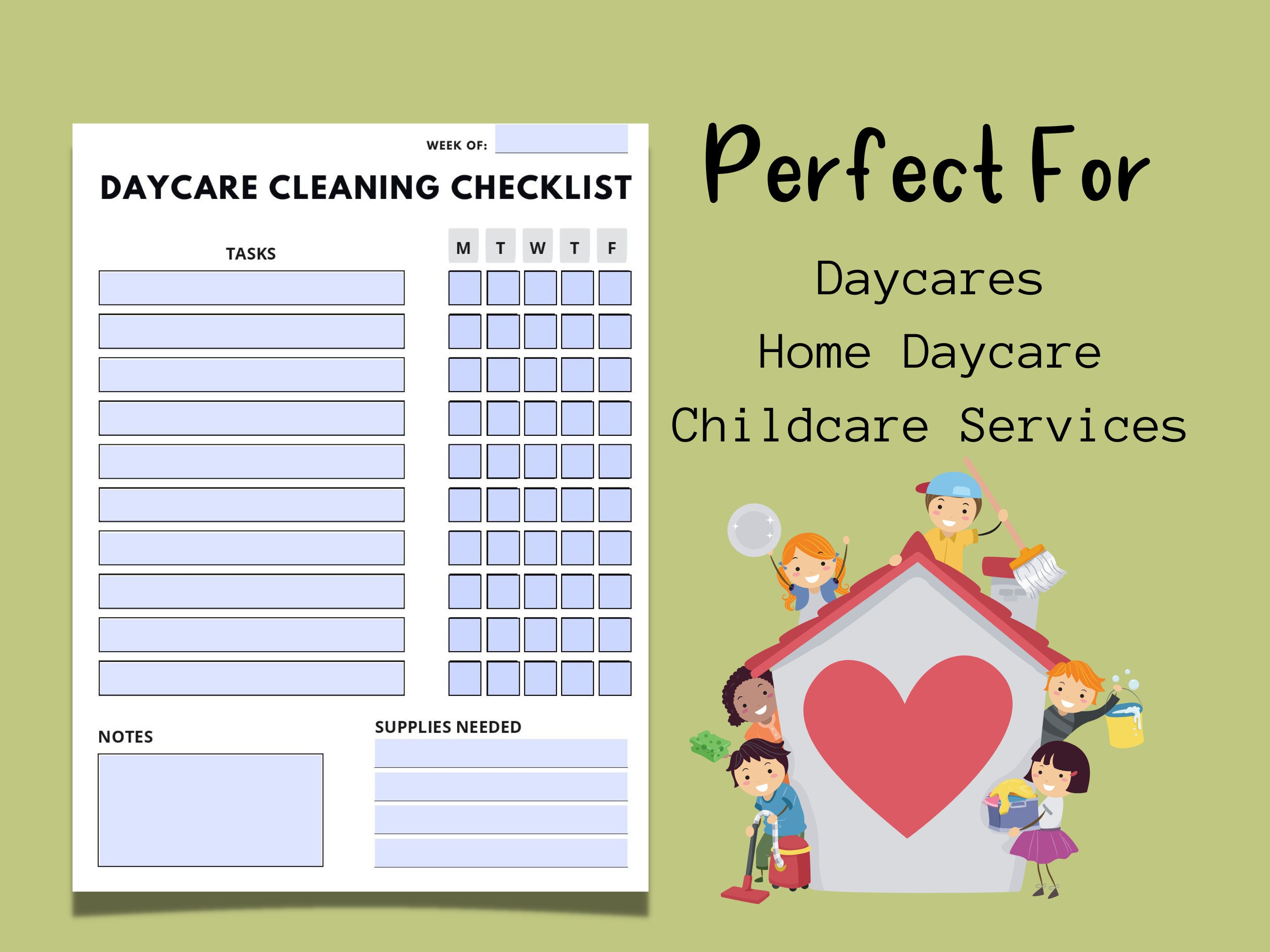 Daycare Weekly Cleaning Checklist Daycare Cleaning Schedule Daycare ...