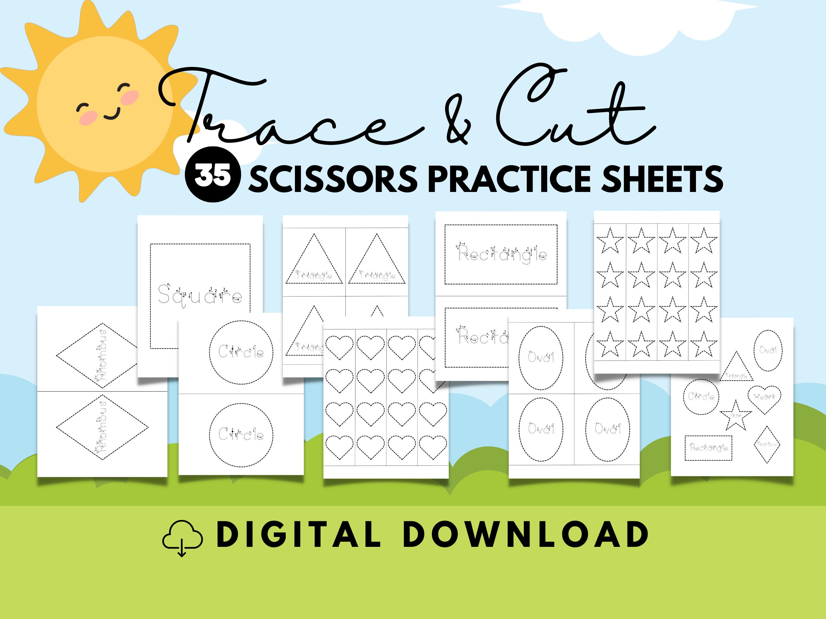 Cutting Practice Sheets Cutting Worksheets Scissor Skills Worksheets ...
