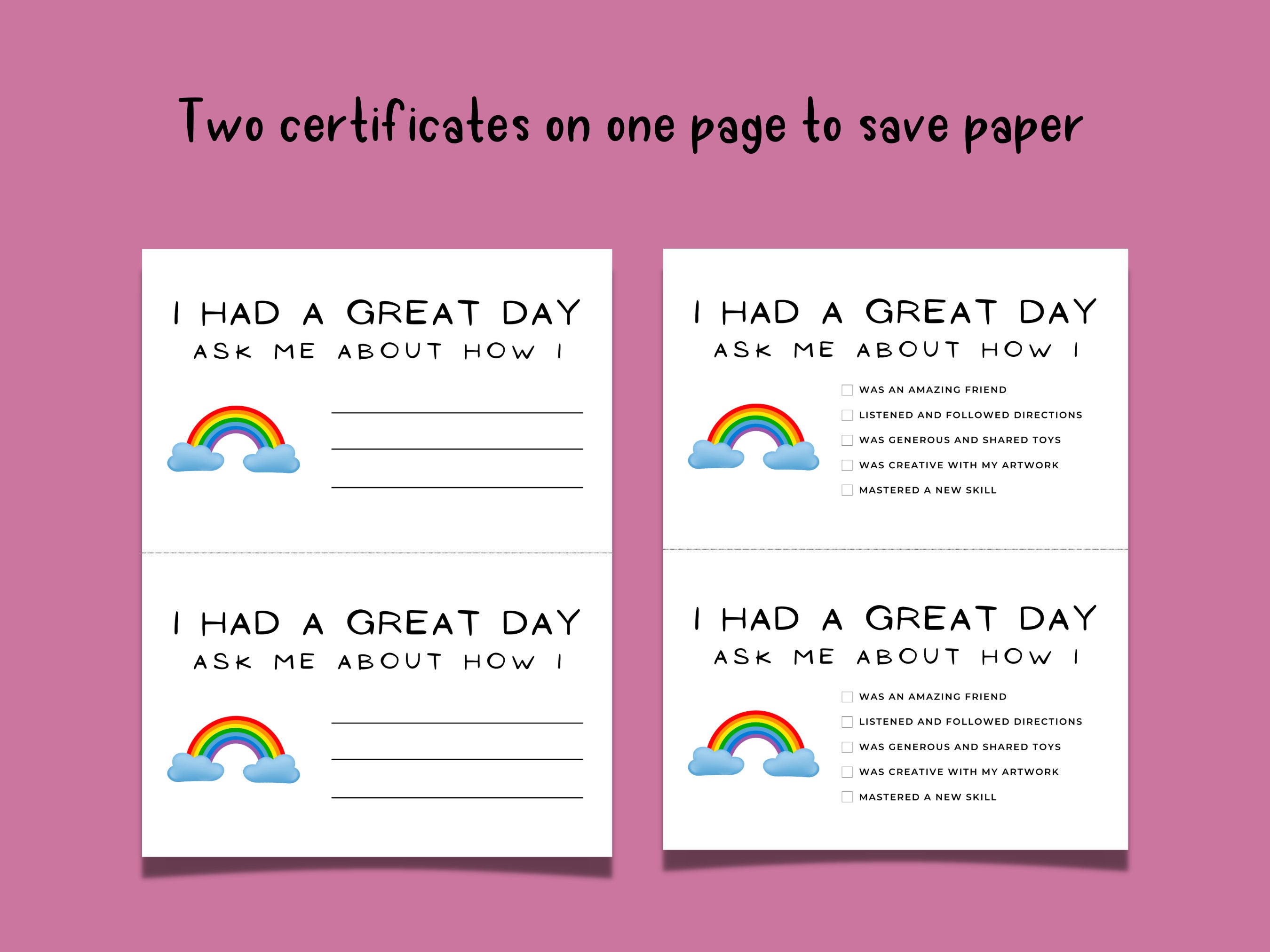 I Had A Great Day Kids Certificate of Achievement | Parents Notice ...