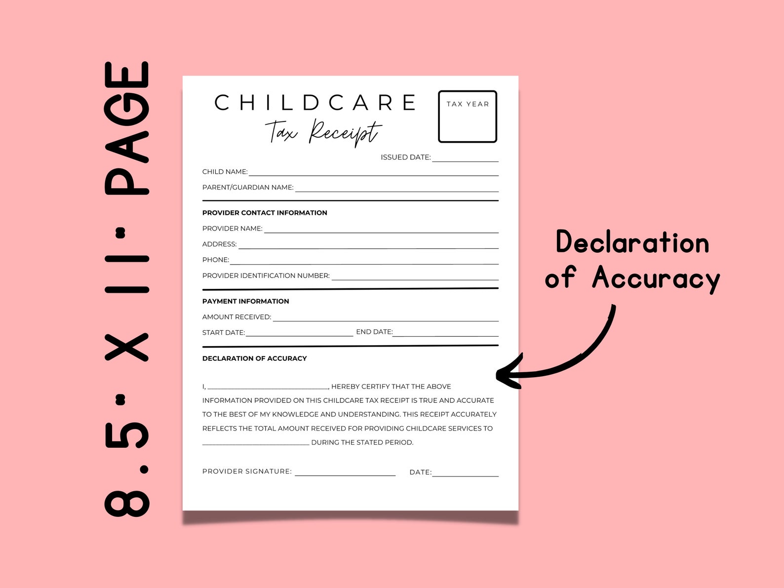 Childcare Receipts Childcare Tax Receipts Childcare Tax Statement ...