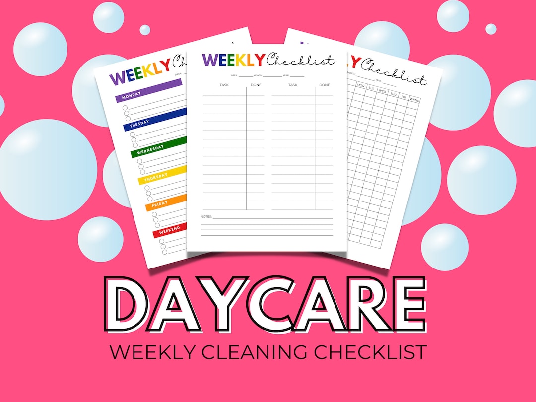Daycare Weekly Cleaning Checklist | Daycare Cleaning Schedule ...