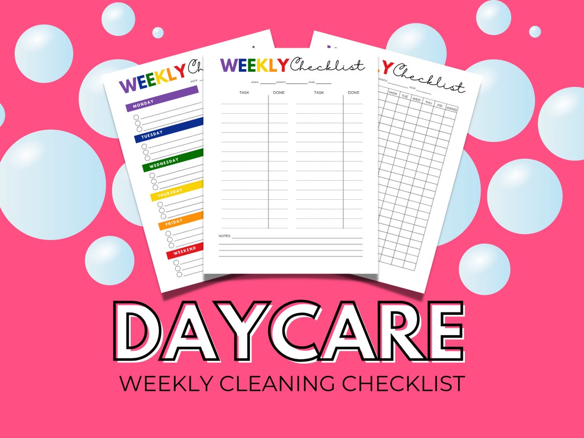 Daycare Weekly Cleaning Checklist Daycare Cleaning Schedule - Etsy