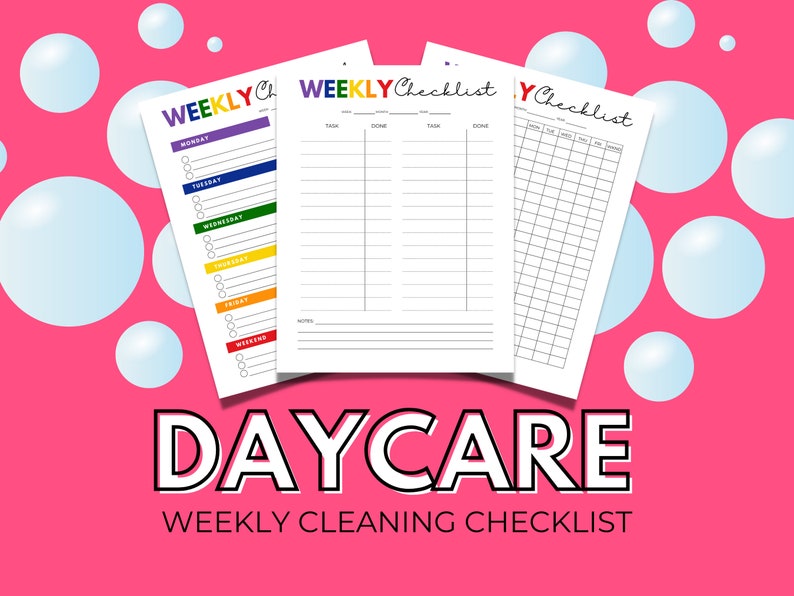 Daycare Weekly Cleaning Checklist | Daycare Cleaning Schedule ...