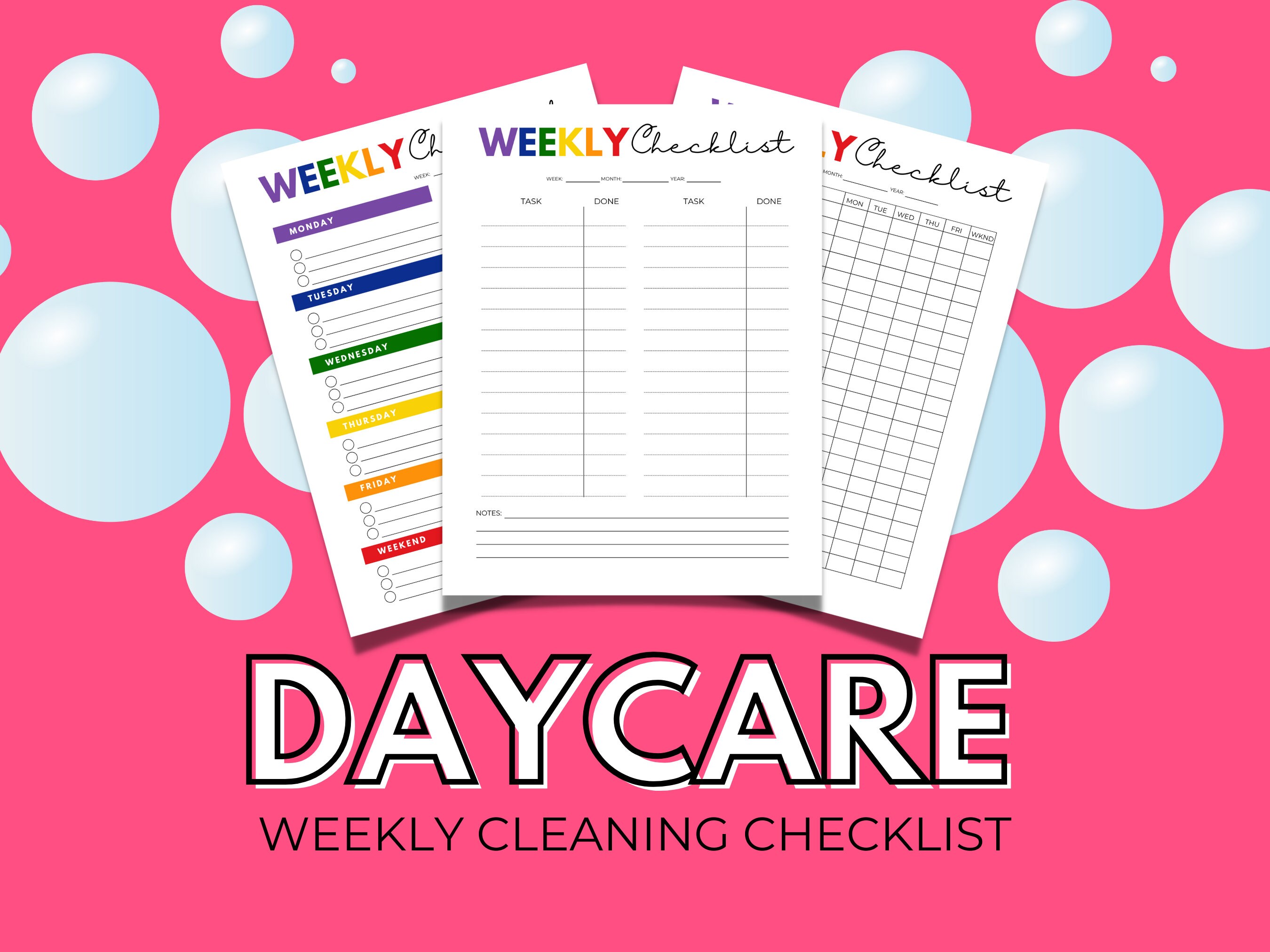 Daycare Weekly Cleaning Checklist | Daycare Cleaning Schedule ...