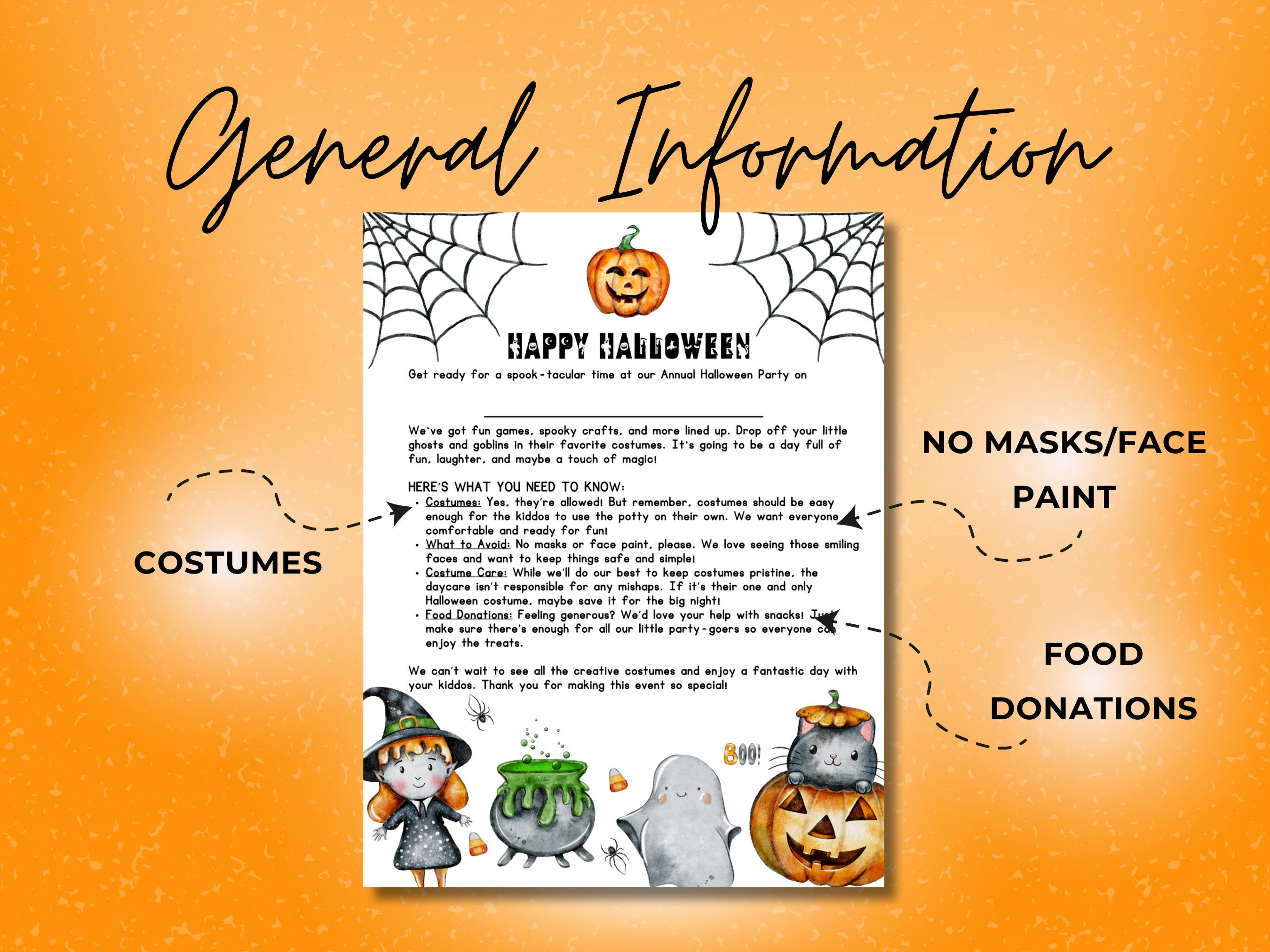 Daycare Halloween Party Notice Template for Home Daycare & Childcare ...