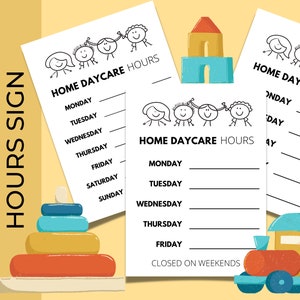 Home Daycare Business Hours Sign | Home Daycare Hours of Operations ...
