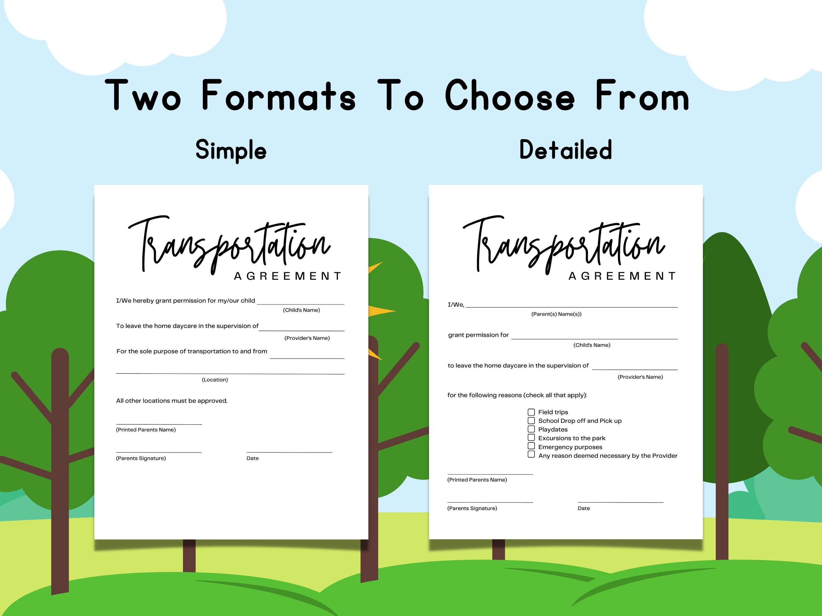 Transportation Agreement for Home Daycares Transportation Policy for ...