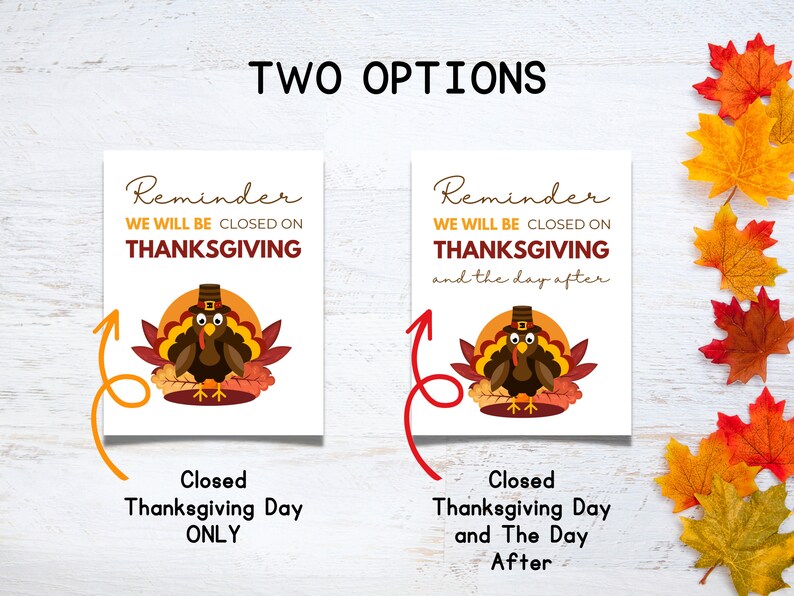 Closed for Thanksgiving Sign: Holiday Reminder (PDF) - Etsy