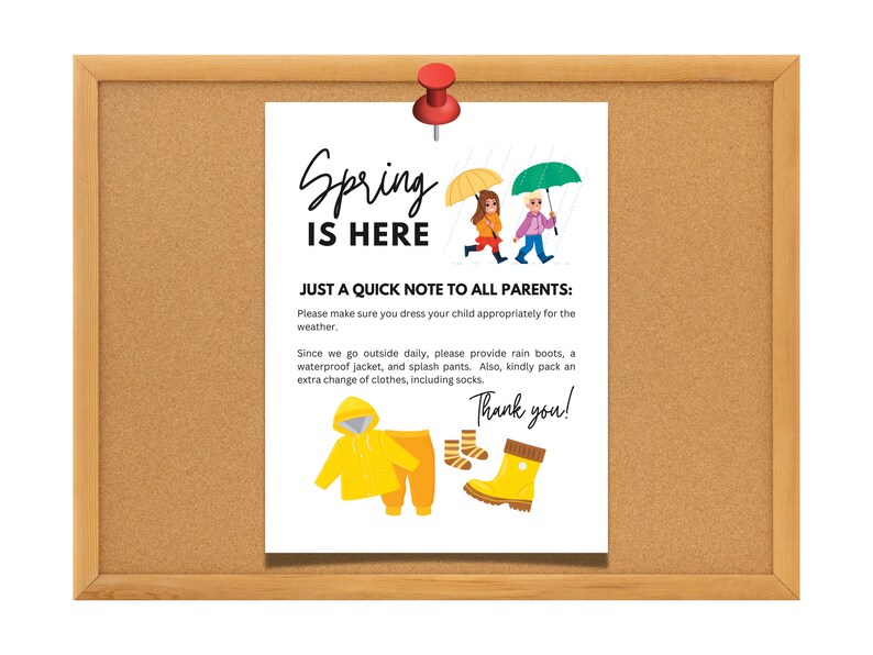 Daycare Spring Clothing Reminder Notice - Etsy