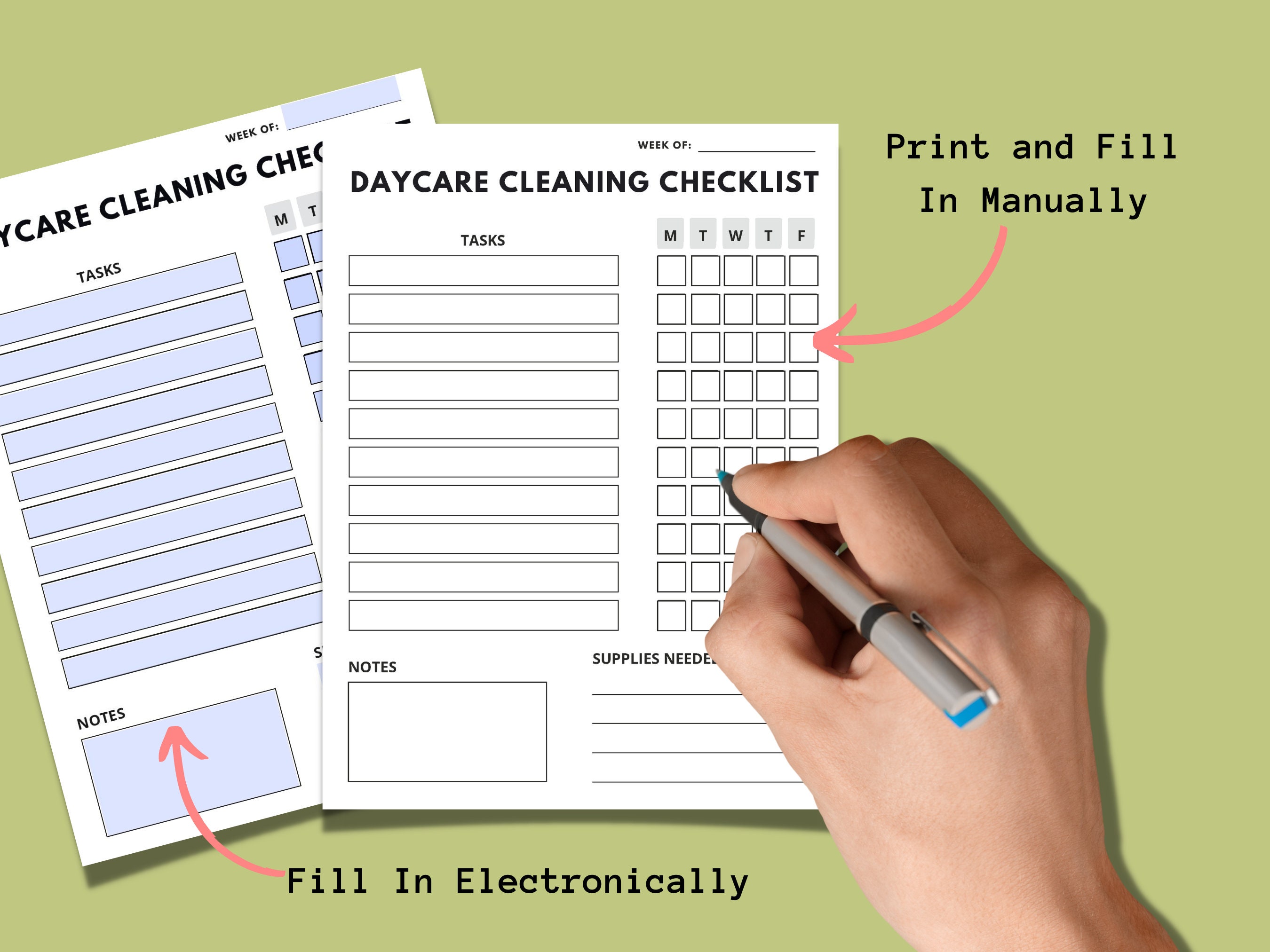 Daycare Weekly Cleaning Checklist | Daycare Cleaning Schedule | Daycare ...