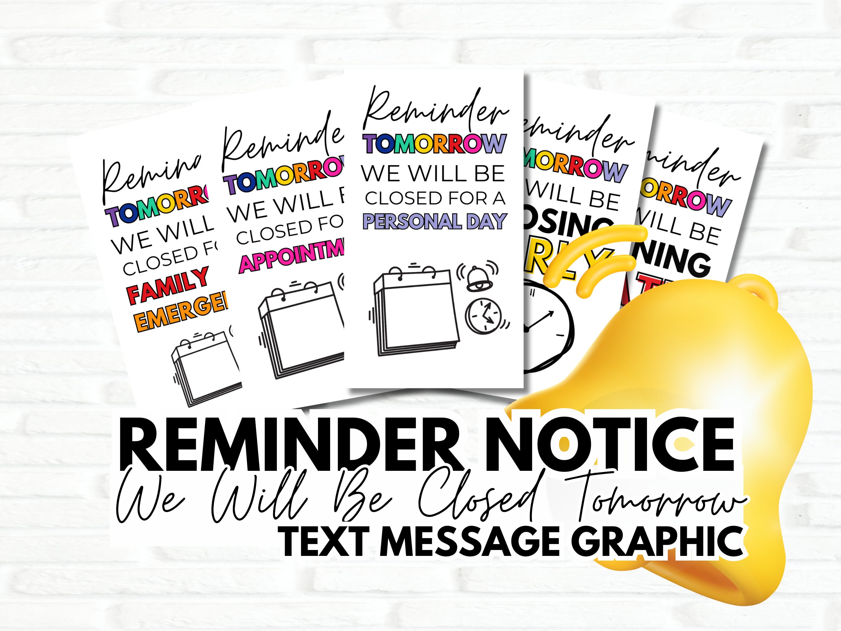 Daycare Closure Notice Graphics: Text Message Reminders (digital ...