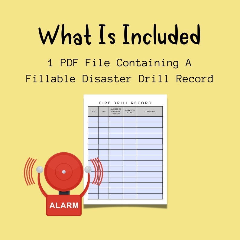 Daycare Fire Drill Log Fire Drill Report for in Home - Etsy Australia