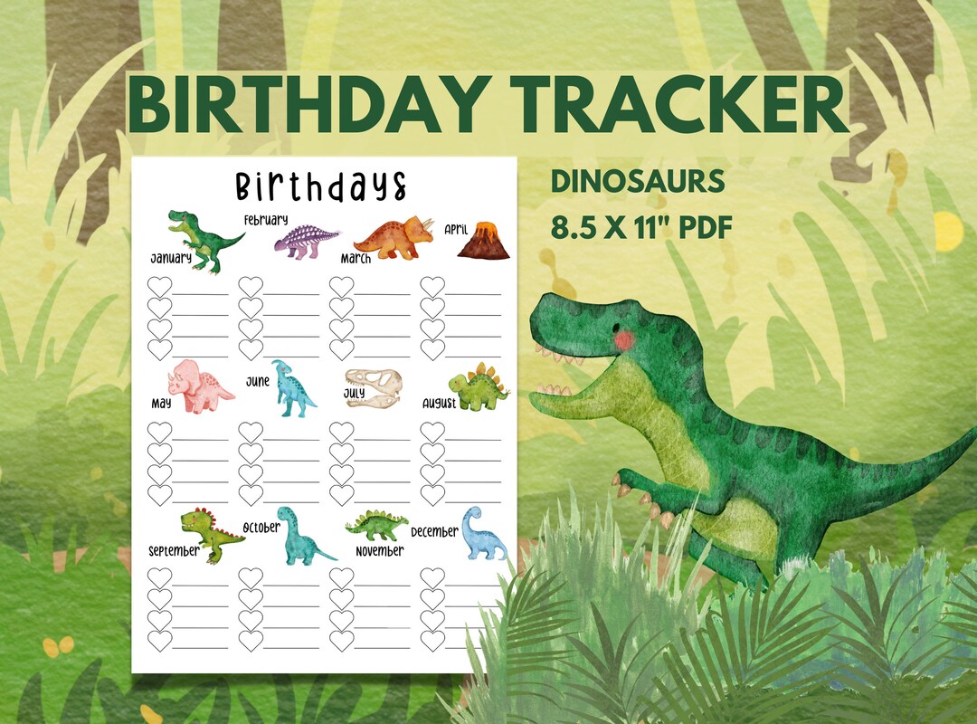Dinosaurs Birthday Tracker for Daycares Teacher Birthday Tracker ...