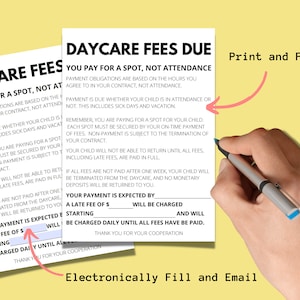 Daycare Fee Due Warning Daycare Fee Reminder Daycare Fees Due Daycare ...